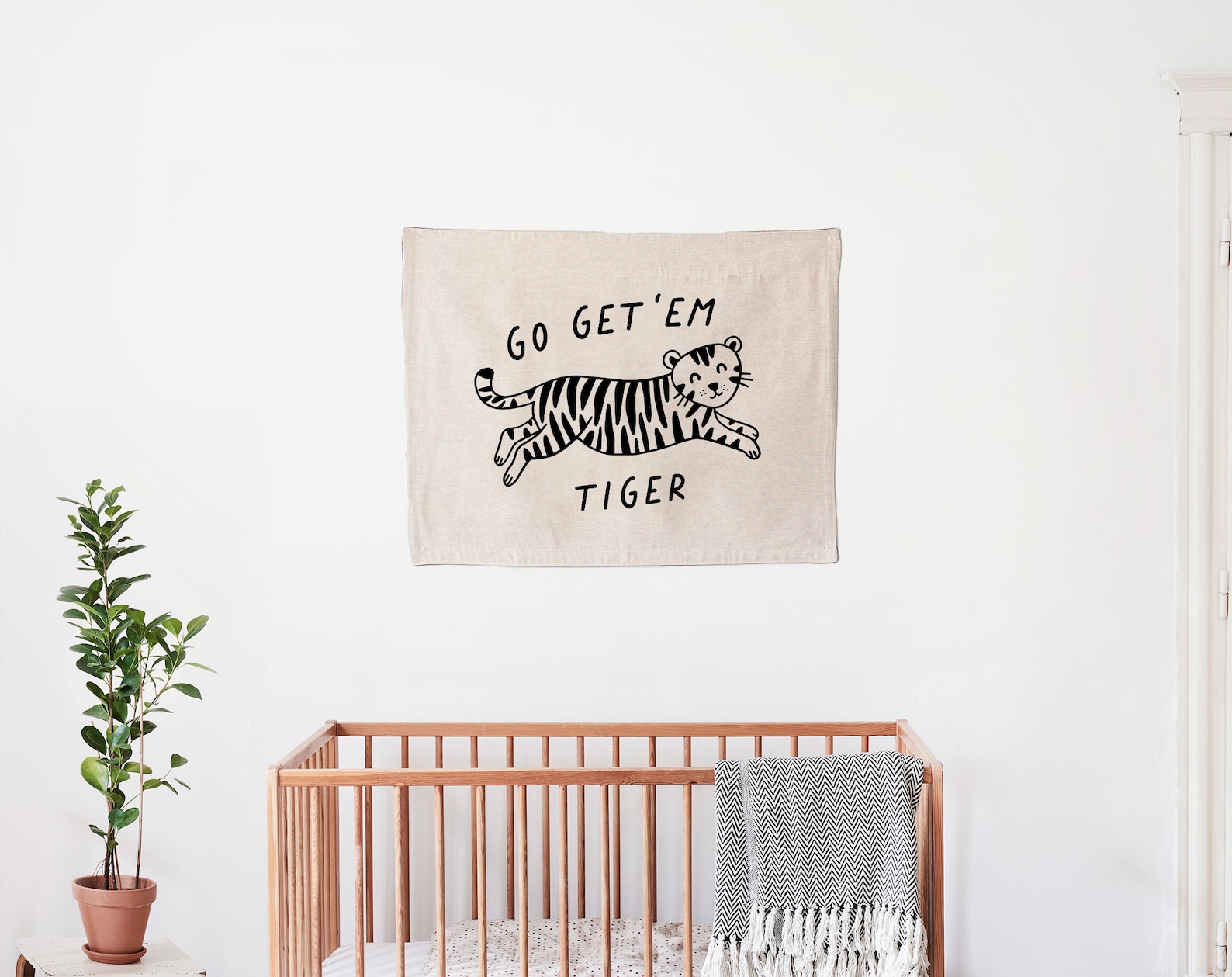 Go Get Them Tiger Tapestry, Woven Wall Hanging for Nursery, Kids ...
