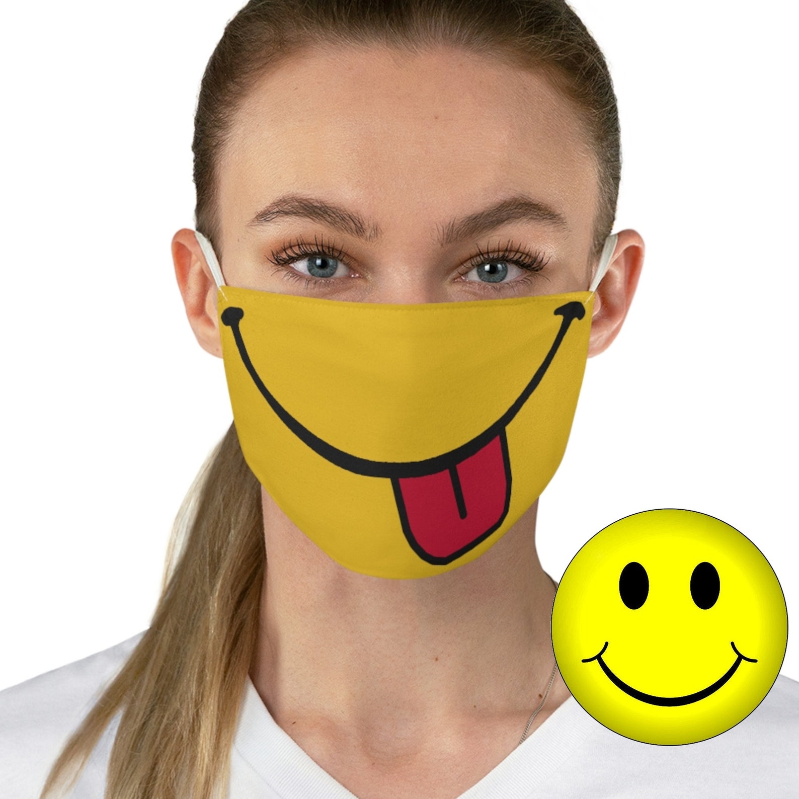 SMILE Tongue Face Mask Mask Soft Cotton Yellow Adult Washable | Etsy