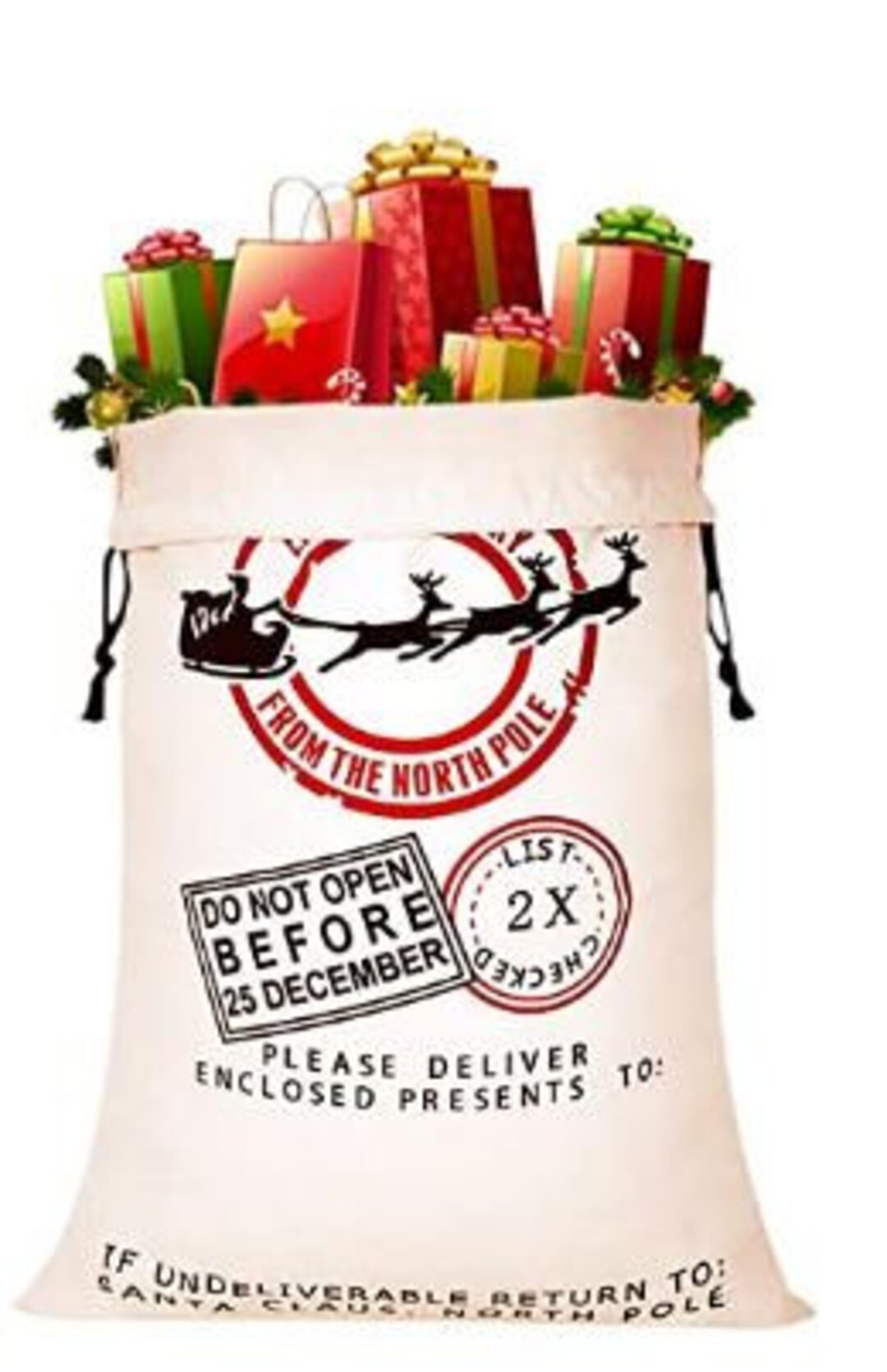 Christmas Santa Sack, Personalized Christmas Sack, Christmas Gift Bag ...