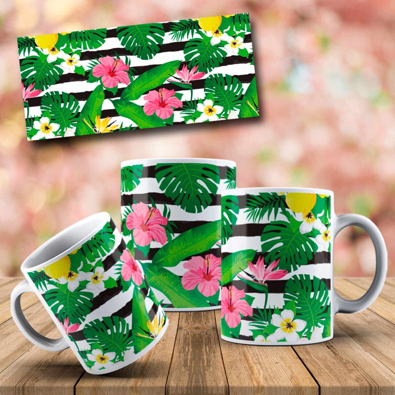 Floral Sublimation Mug Design Flowers MOCKUP FREE Digital | Etsy