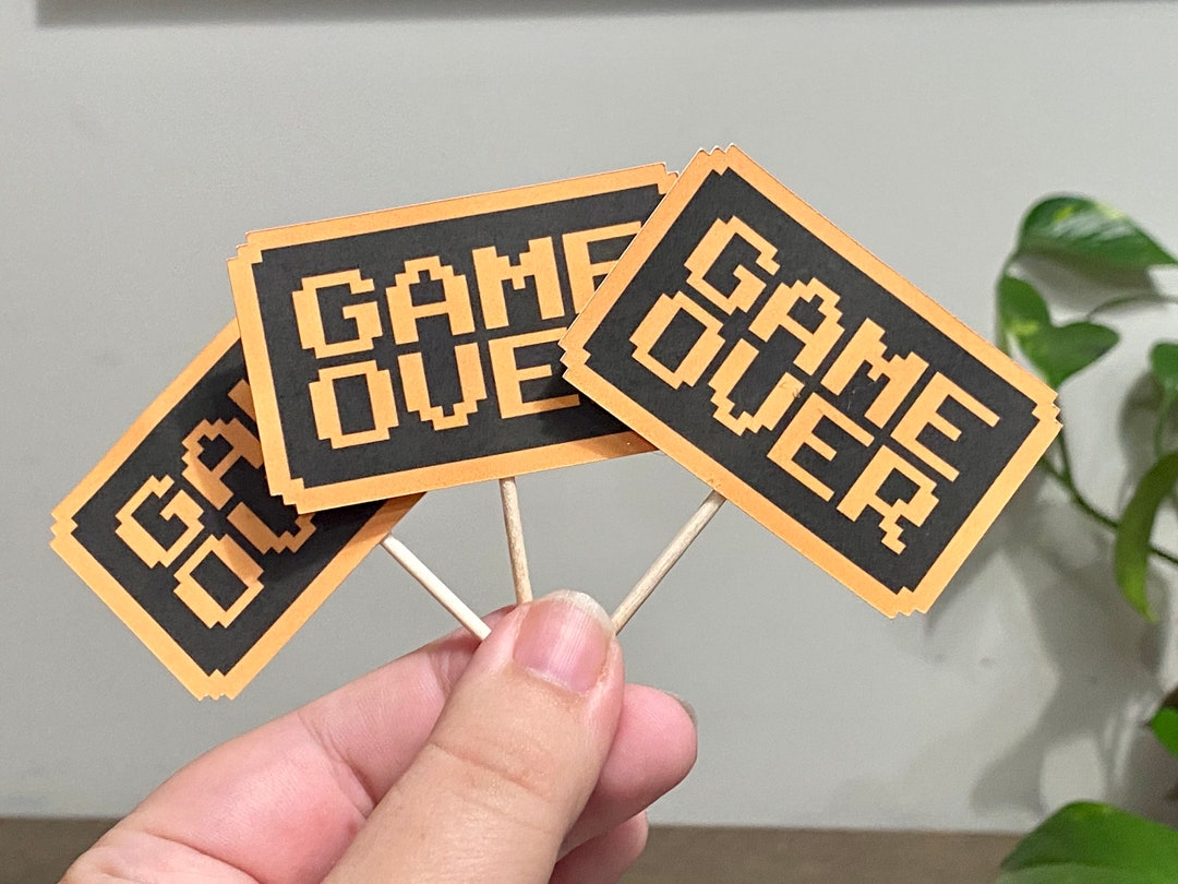 Game Over Cupcake Toppers // Video Game Cake Decoration // Gamer Party ...