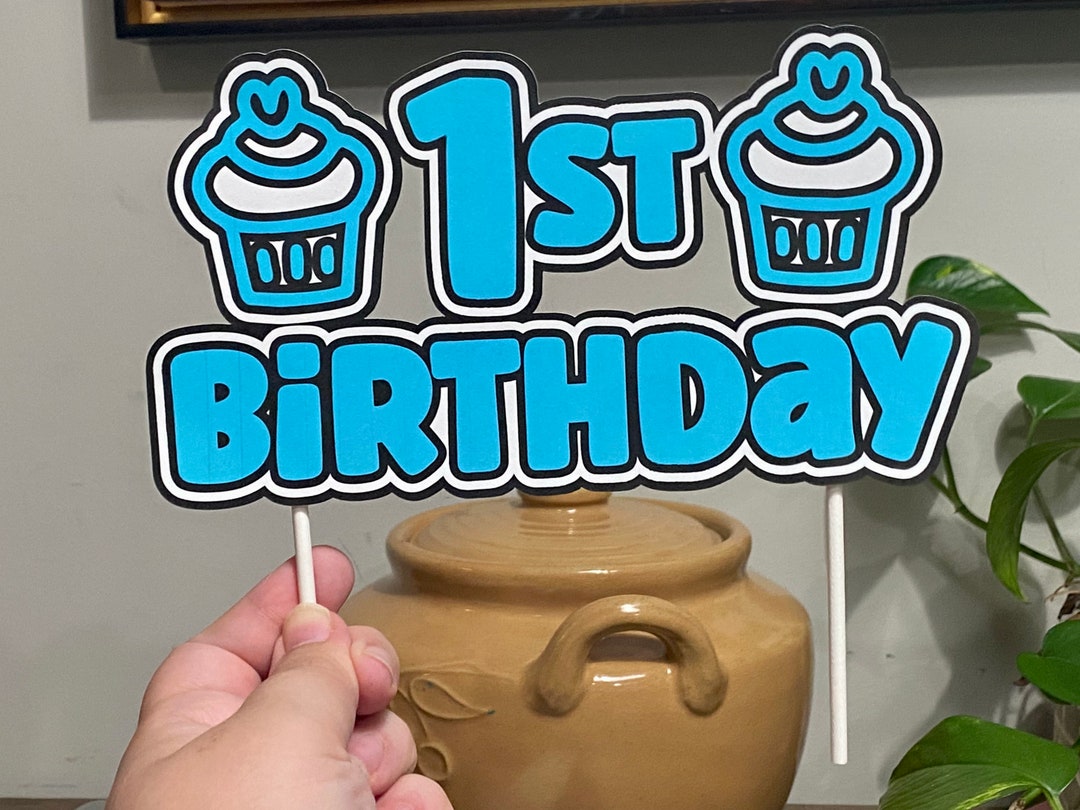 Blue 1st Birthday Cake Topper - Etsy