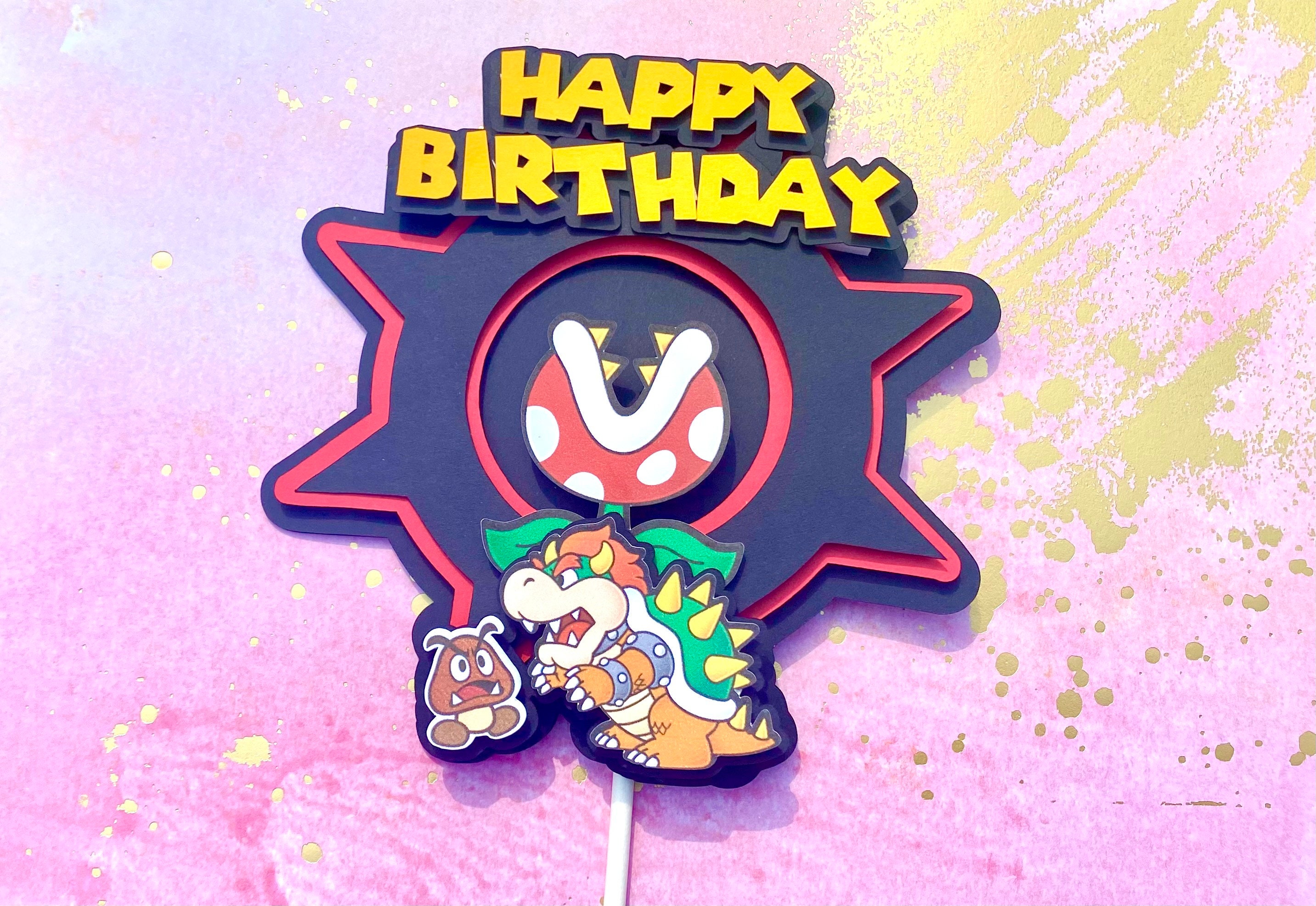 Customizable Bowser Cake Topper // Goomba Super Mario Inspired Cupcake ...