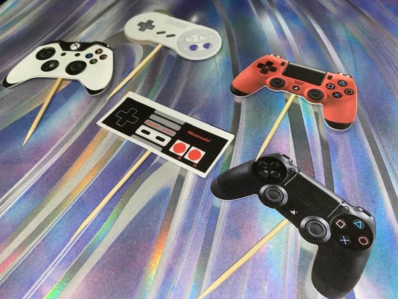 Gamer Controller Cupcake Toppers Decorations // Play Station X Box ...