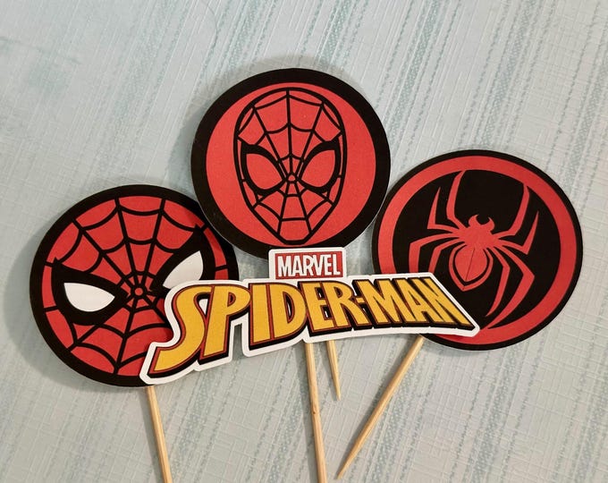 Spider Man Cupcake Toppers - Etsy