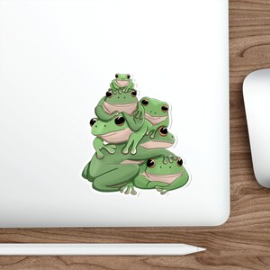 Frog Sticker, Cute Frog Pile Decal, Frogcore, Laptop Sticker, Water ...