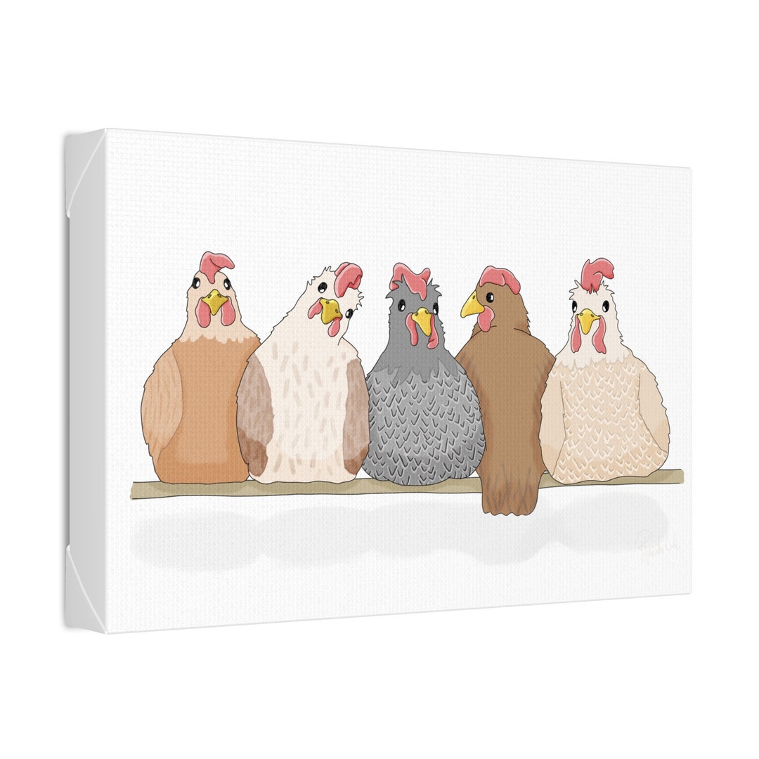 Chicken Canvas Print, Cute Country Art, Cute Wrapped Canvas, Ready to ...