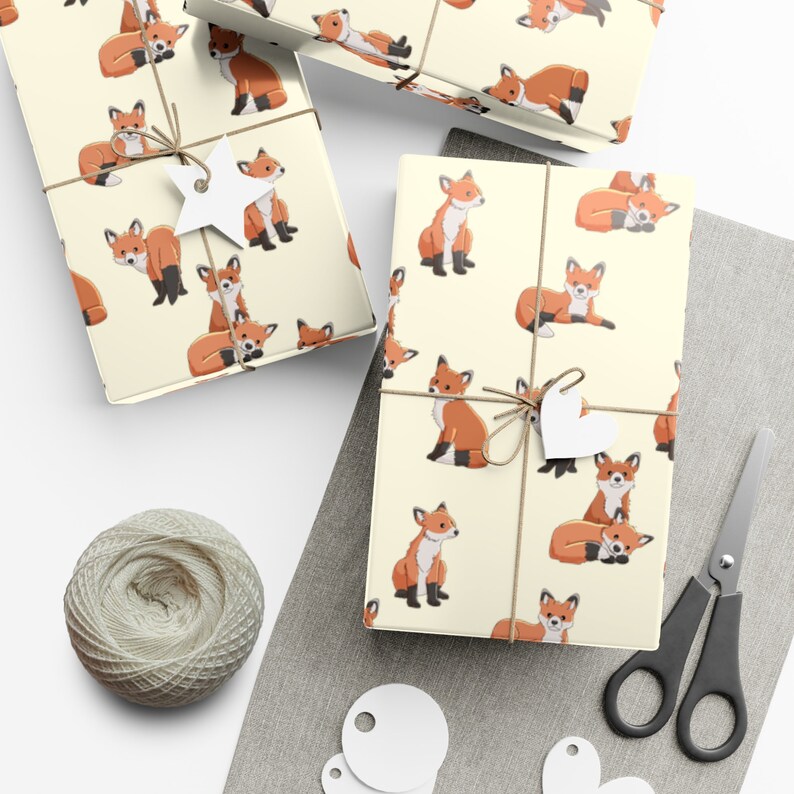 Fox Wrapping Paper, Cute Fox Gift Wrap, Fox Art Wrap Paper 2 Sizes - Etsy