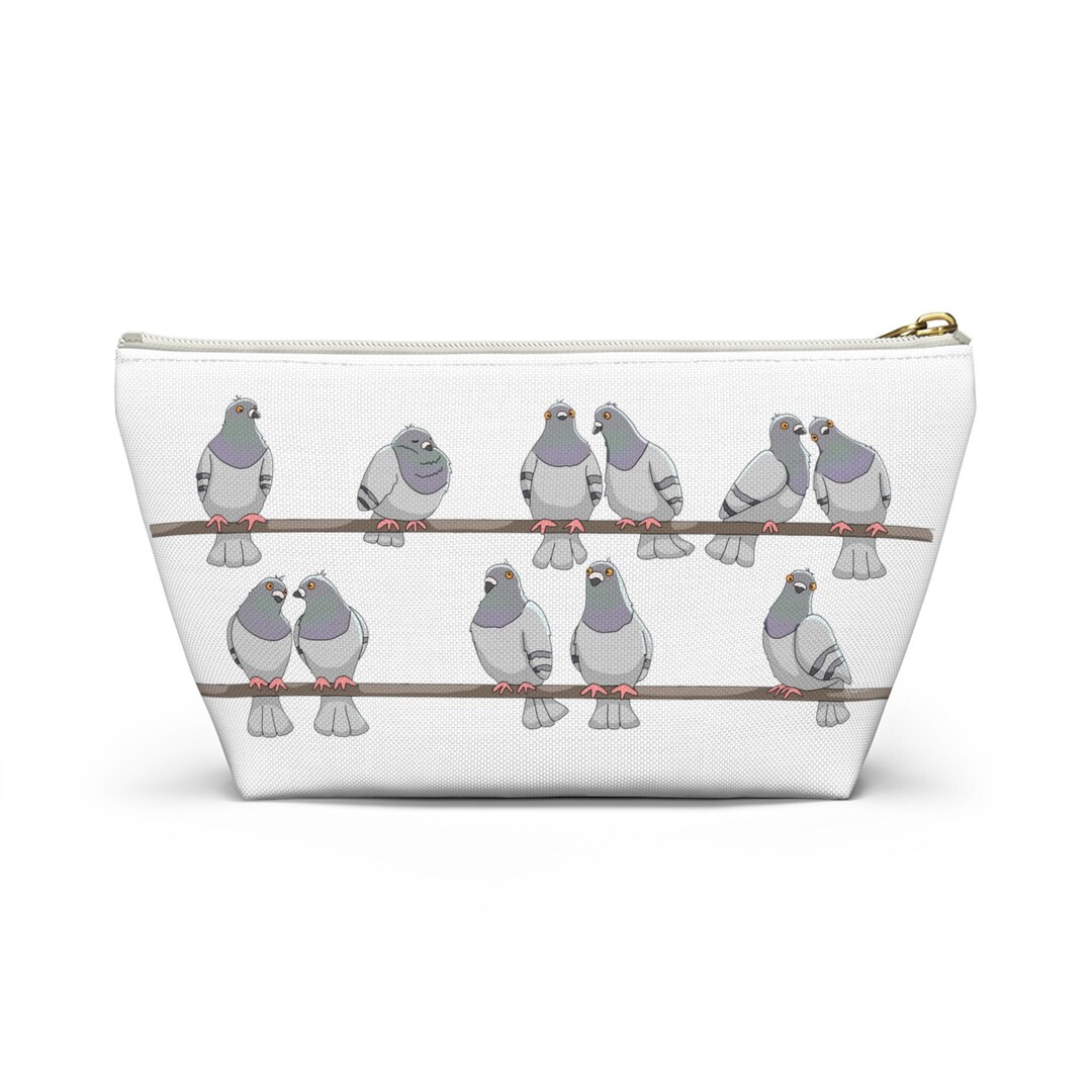 Pigeon Zipper Pouch, Pigeon Zipper Bag, Pigeon Gift, Canvas Makeup Bag ...