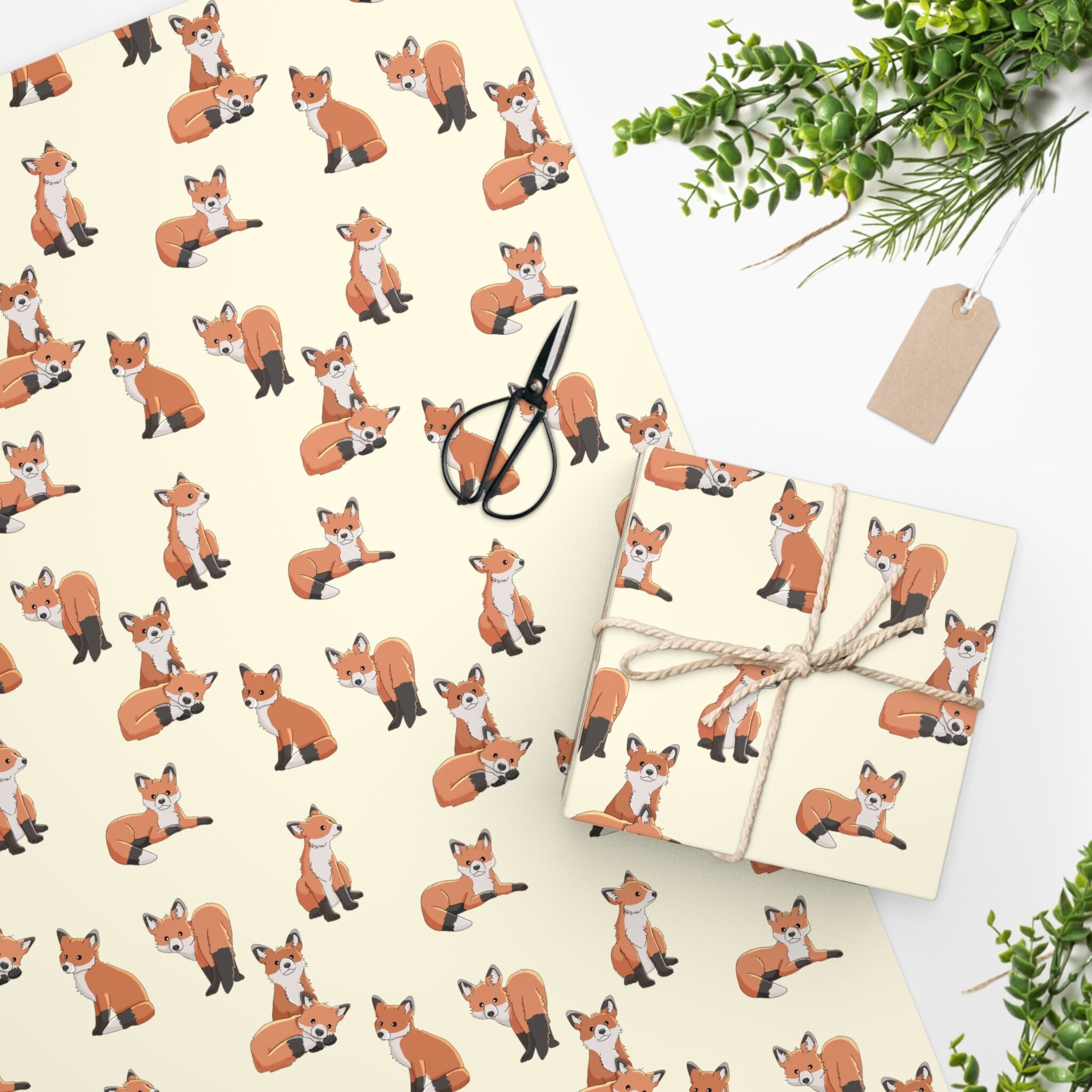 Fox Wrapping Paper, Cute Fox Gift Wrap, Fox Art Wrap Paper 2 Sizes - Etsy