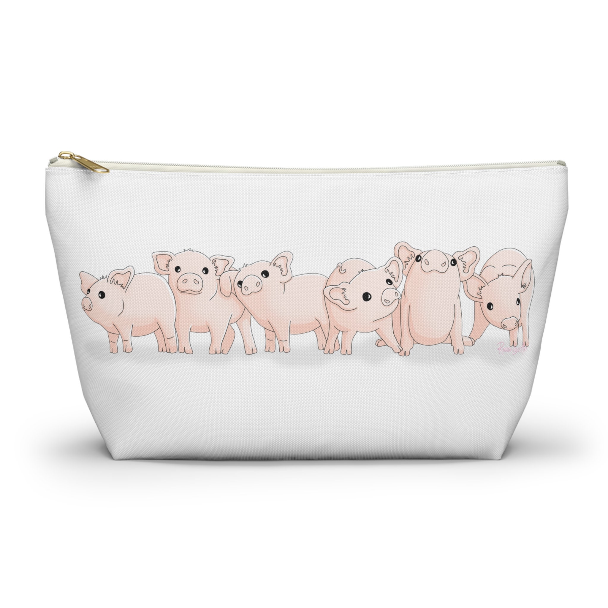 Pig Zipper Pouch Cute Piglet Zipper Bag Canvas T-bottom - Etsy
