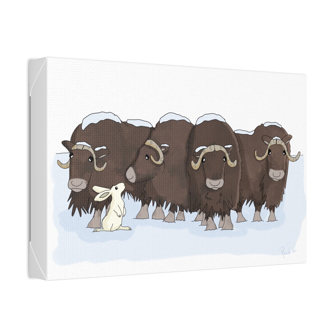Musk Ox Canvas Print, Musk Ox Art, Cute Wrapped Canvas, Alaska Art ...