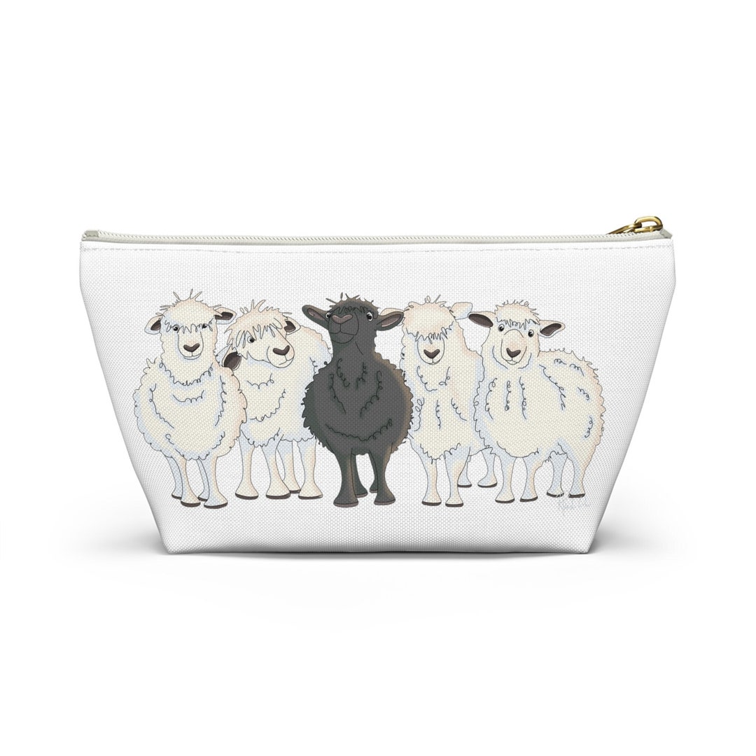 Black Sheep Zipper Pouch, Sheep Zipper Bag, Canvas T-bottom Pouch ...