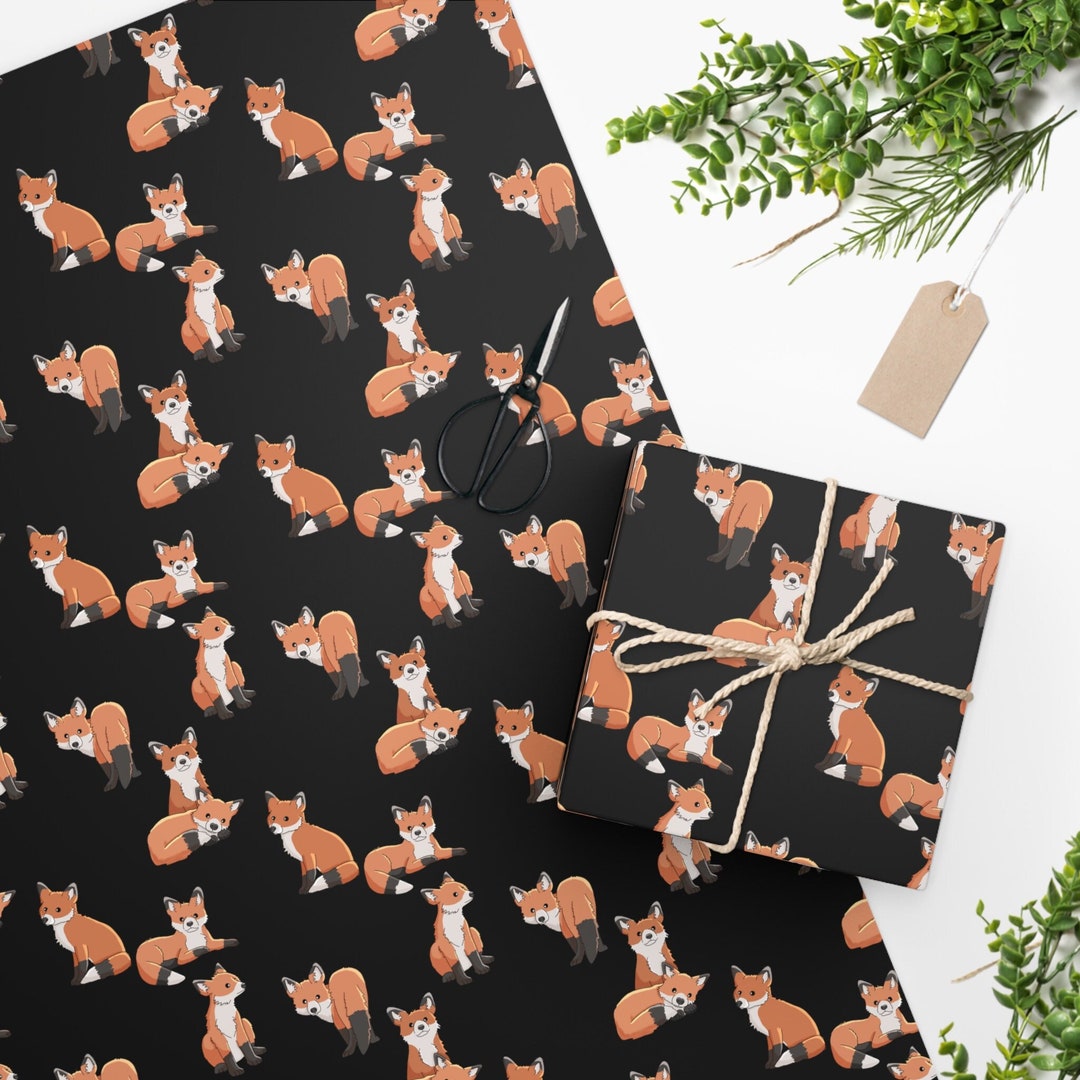 Fox Wrapping Paper, Cute Fox Gift Wrap, Fox Lover Wrap Paper, 2 Sizes ...