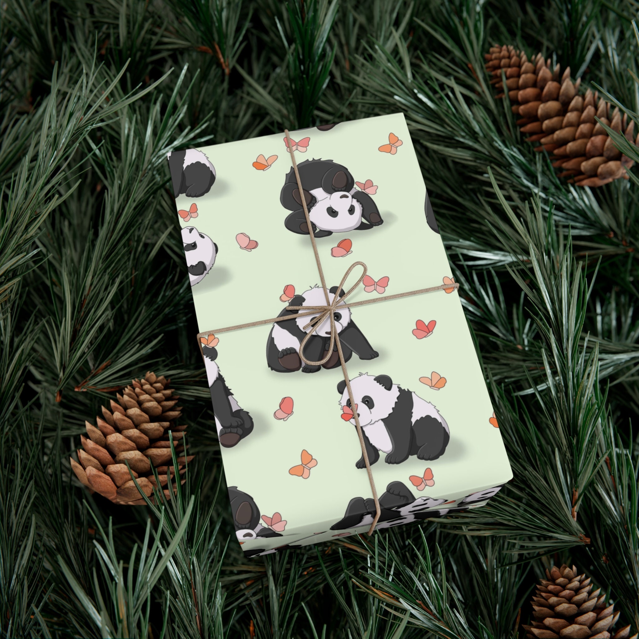 Panda Wrapping Paper, Cute Panda Gift Wrap, Colorful Butterfly Wrap, 2 ...