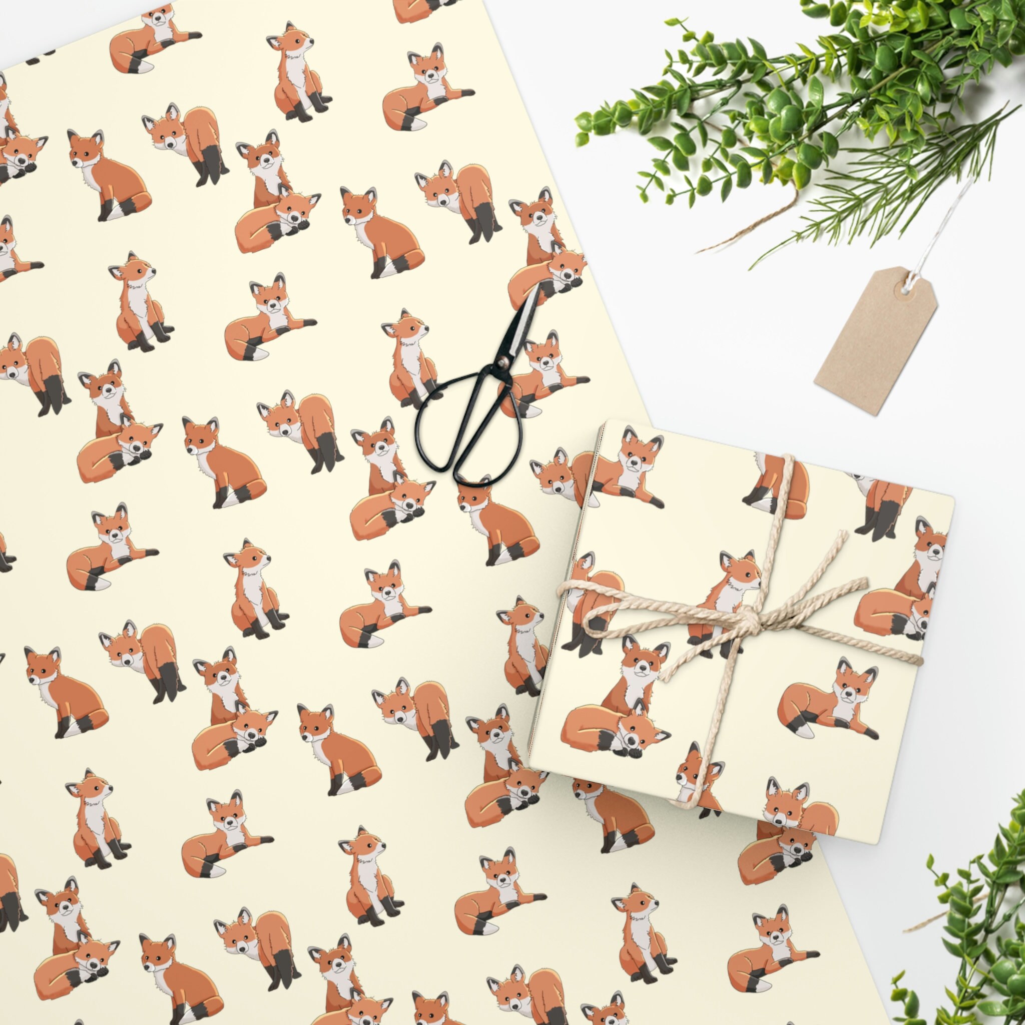 Fox Wrapping Paper, Cute Fox Gift Wrap, Fox Art Wrap Paper 2 Sizes - Etsy