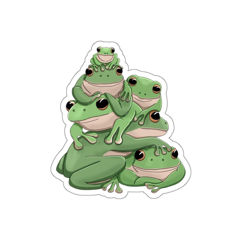 Frog Sticker, Cute Frog Pile Decal, Frogcore, Laptop Sticker, Water ...