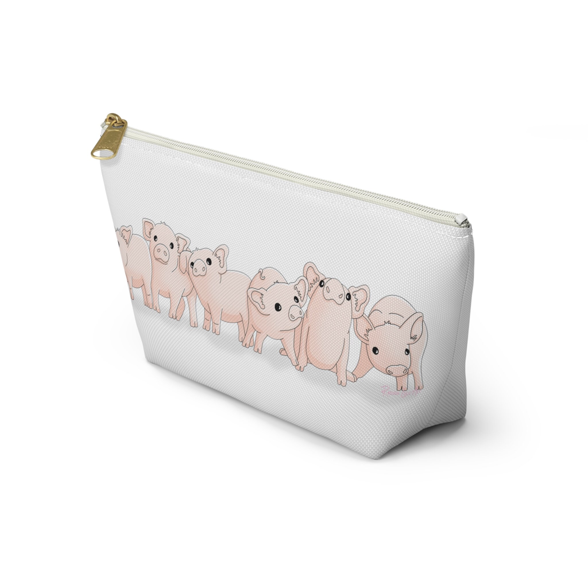 Pig Zipper Pouch Cute Piglet Zipper Bag Canvas T-bottom - Etsy