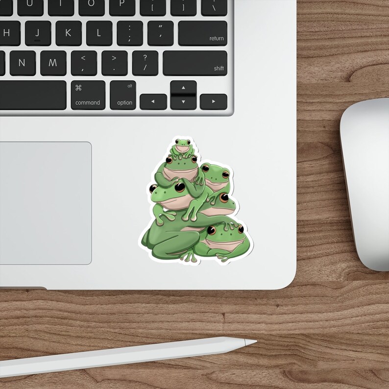 Frog Sticker, Cute Frog Pile Decal, Frogcore, Laptop Sticker, Water ...
