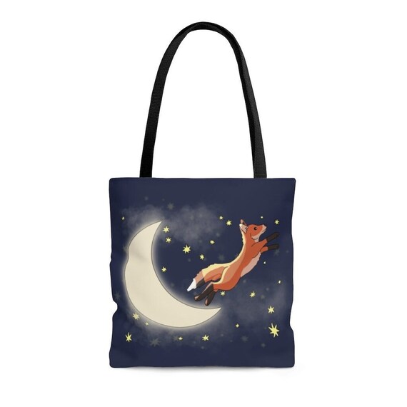 Moon Fox Tote Bag Fox Bag Canvas Shopping Bag Beach Bag - Etsy