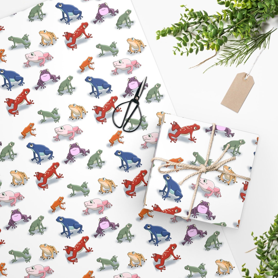 Frog Wrapping Paper, Colorful Frog Gift Wrap, Cute Frog Wrap, Frog ...