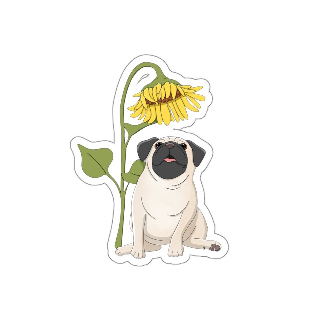 Pug Sticker, Cute Pug Decal, Laptop Sticker, Water Bottle Decal, Window ...