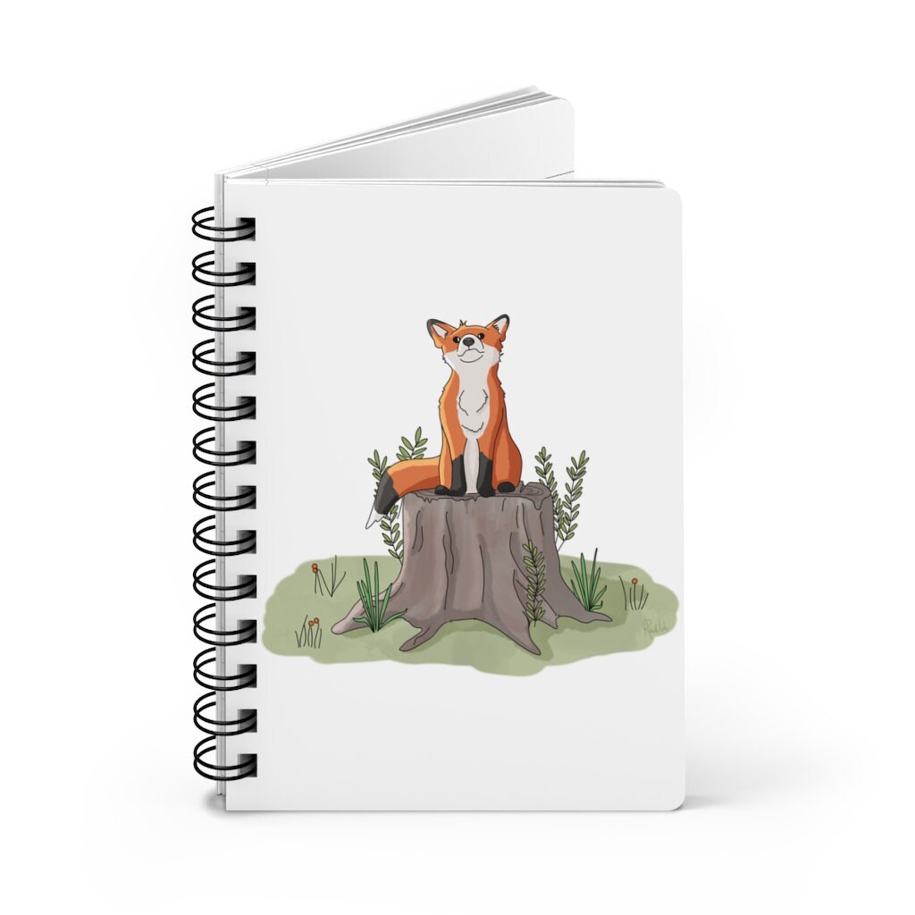 Fox Notebook, Cute Notebook, Fox Journal, Spiral Notebook, Woodland ...