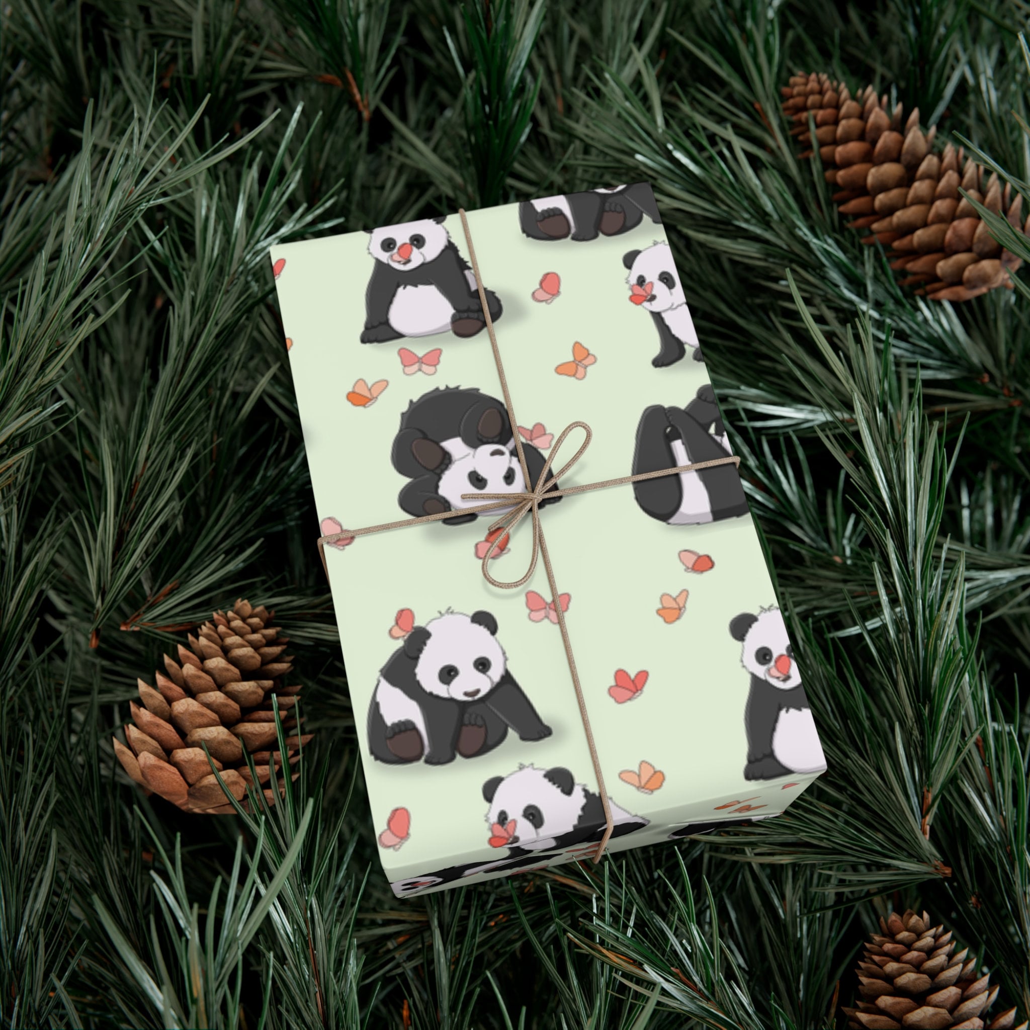 Panda Wrapping Paper, Cute Panda Gift Wrap, Colorful Butterfly Wrap, 2 ...