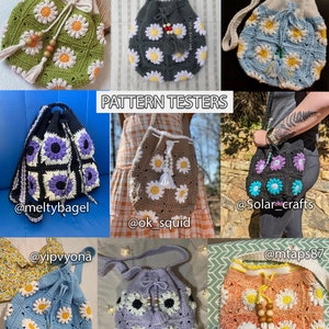 Daisy & Sun/moon Drawstring Crossbody Bag Crochet PDF PATTERN PACK ...