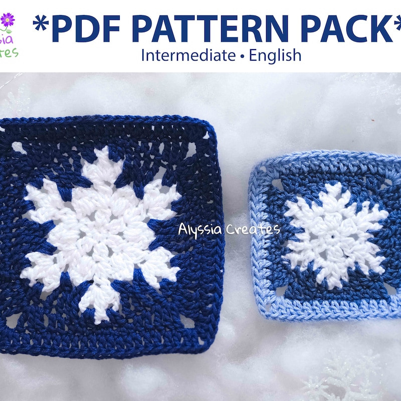 Crochet Granny Squares Snowflake Pattern - Etsy