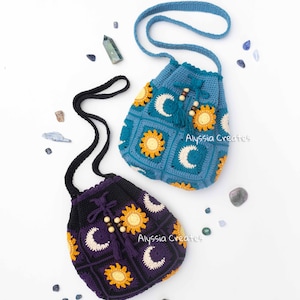 Sun and Moon Drawstring Crossbody Bag Crochet PDF PATTERN ...