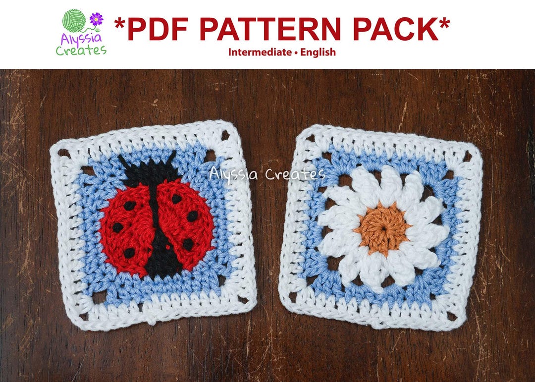 Ladybug and Daisy Granny Squares Crochet PDF PATTERN PACK ...