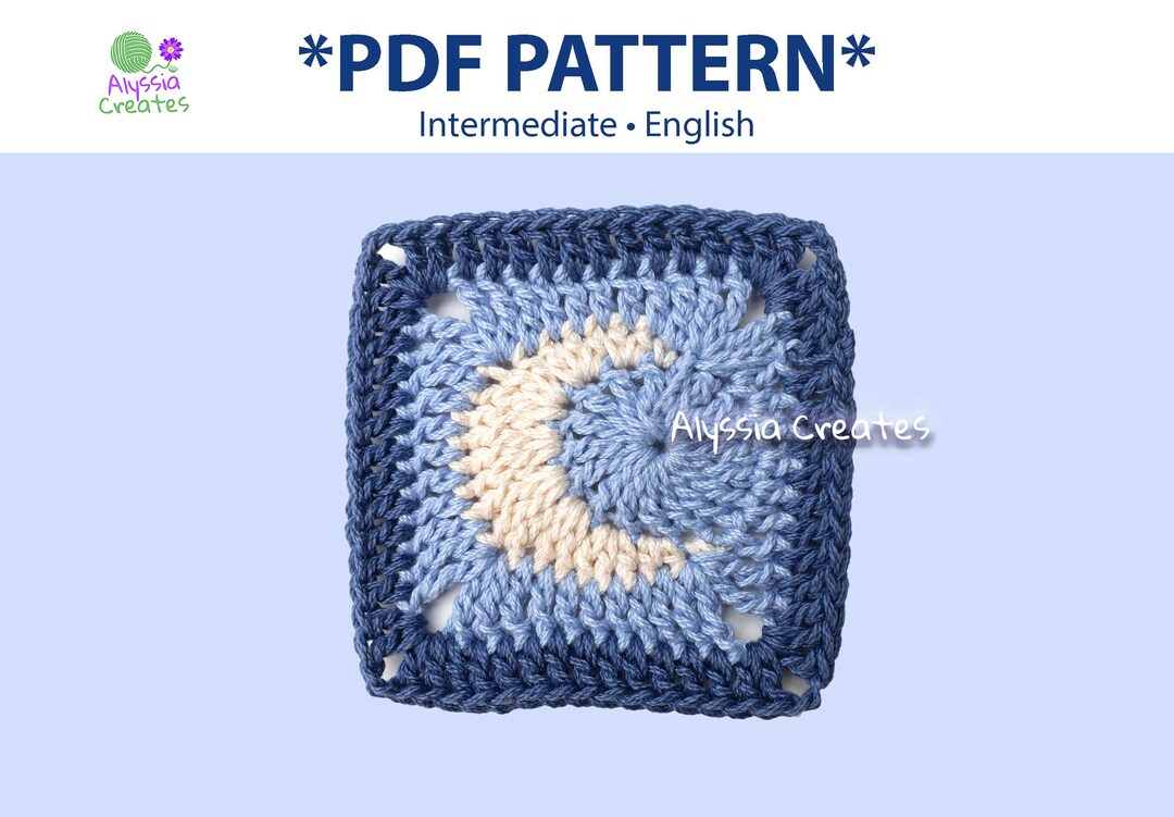 Moon Granny Square Crochet PDF PATTERN english - Etsy