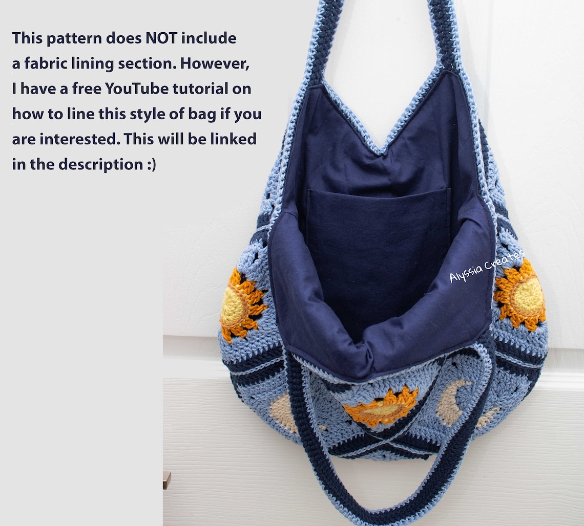 Sun and Moon Tote Bag Crochet PDF PATTERN Intermediate - Etsy
