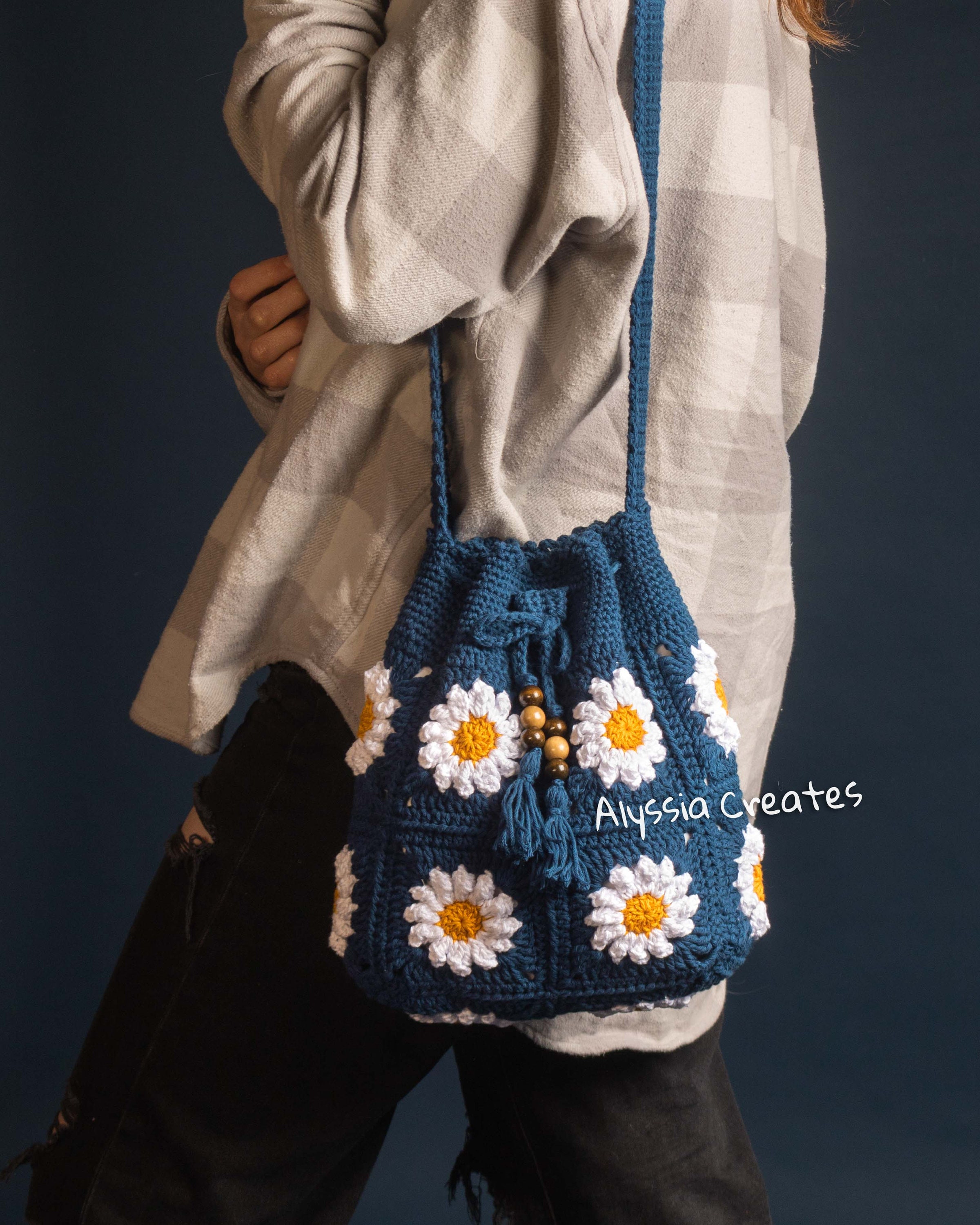 Daisy & Sun/moon Drawstring Crossbody Bag Crochet PDF PATTERN PACK ...