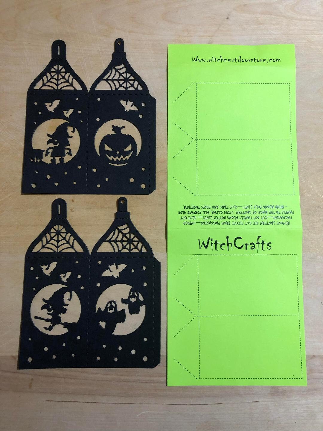 Halloween Witch Lantern Paper Craft Kit With Spider Web Top-3 Pc Set - Etsy