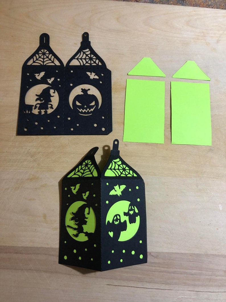 Halloween Witch Lantern Paper Craft Kit With Spider Web Top-3 Pc Set - Etsy