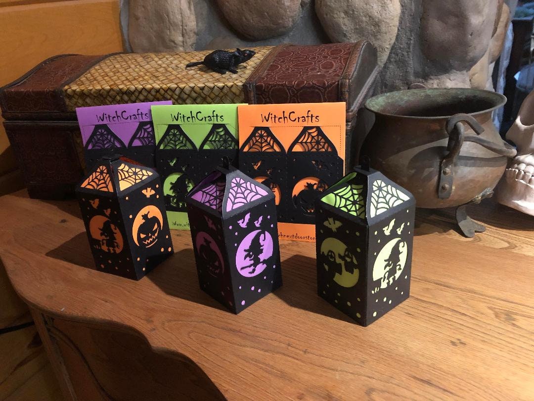 Halloween Witch Lantern Paper Craft Kit With Spider Web Top-3 Pc Set - Etsy