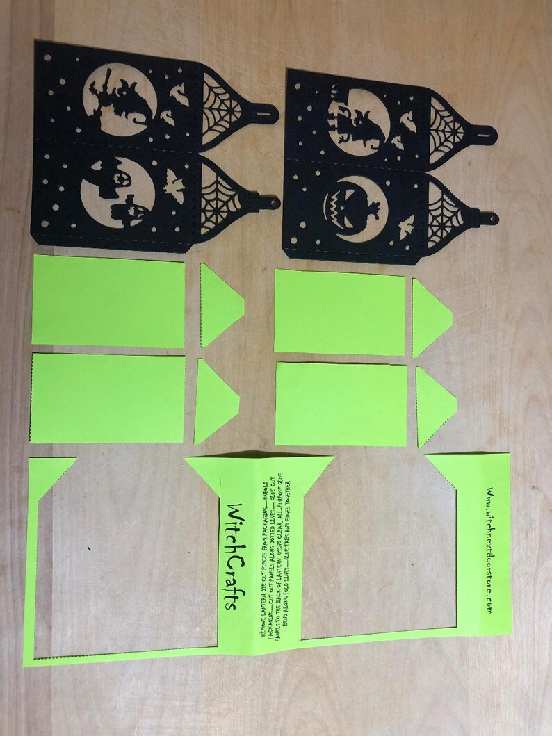 Halloween Witch Lantern Paper Craft Kit With Spider Web Top-3 Pc Set - Etsy