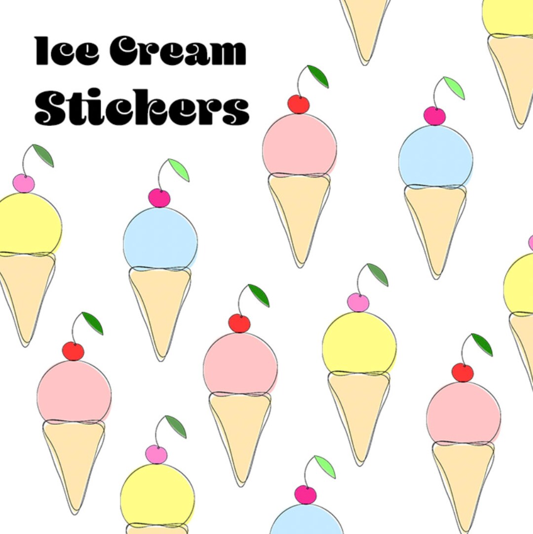 Whimsical Ice Cream PNG Stickers | Hand Drawn for Instagram, Social ...