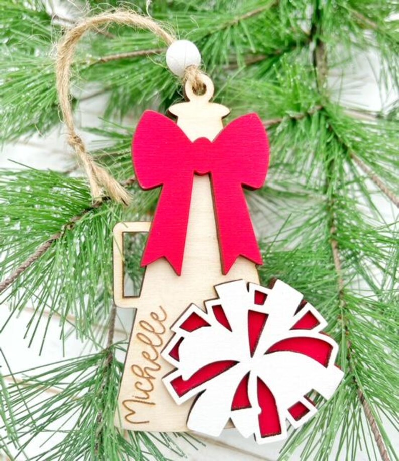 Cheerleader Ornament SVG: Pom Pom & Megaphone Laser Cut File (digital ...