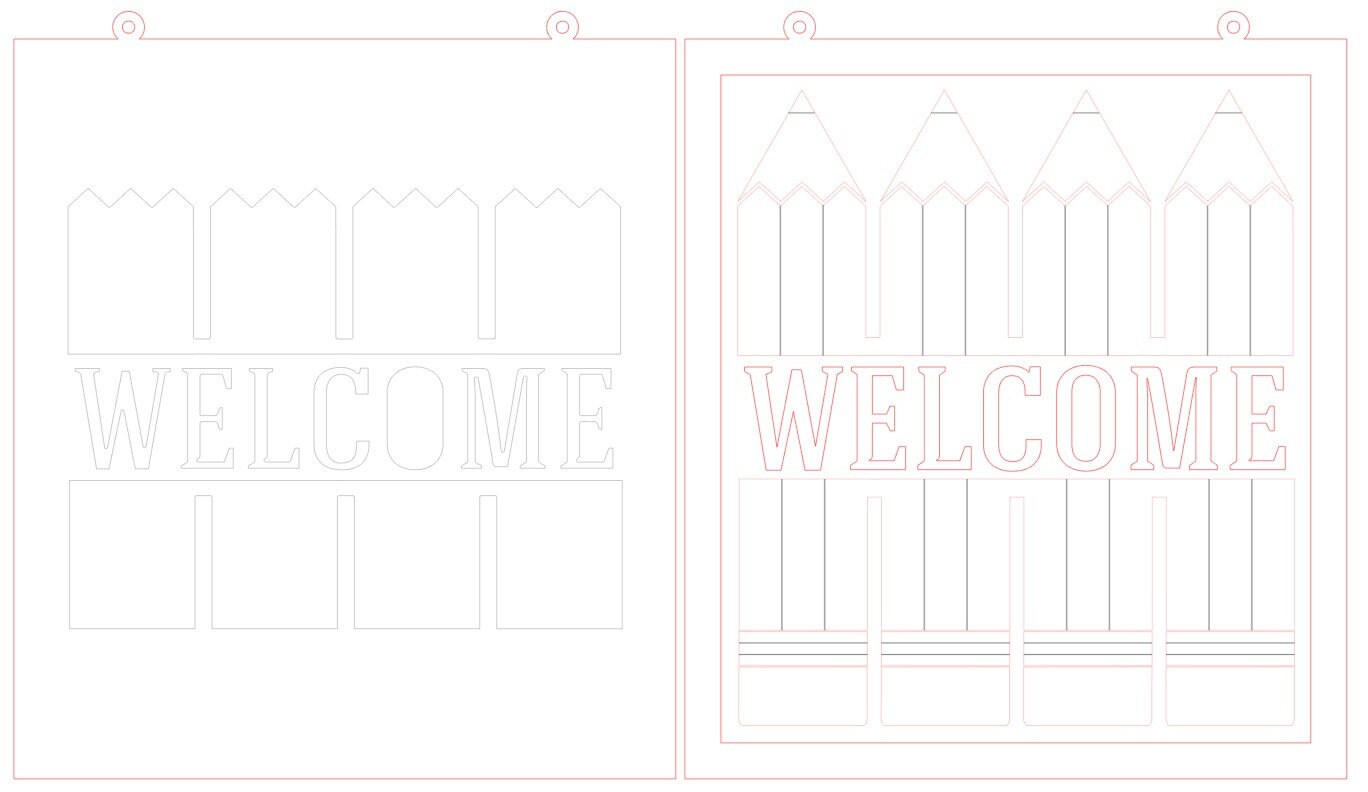 Welcome Pencil Sign SVG Laser File | Teacher Gift (digital Download) - Etsy