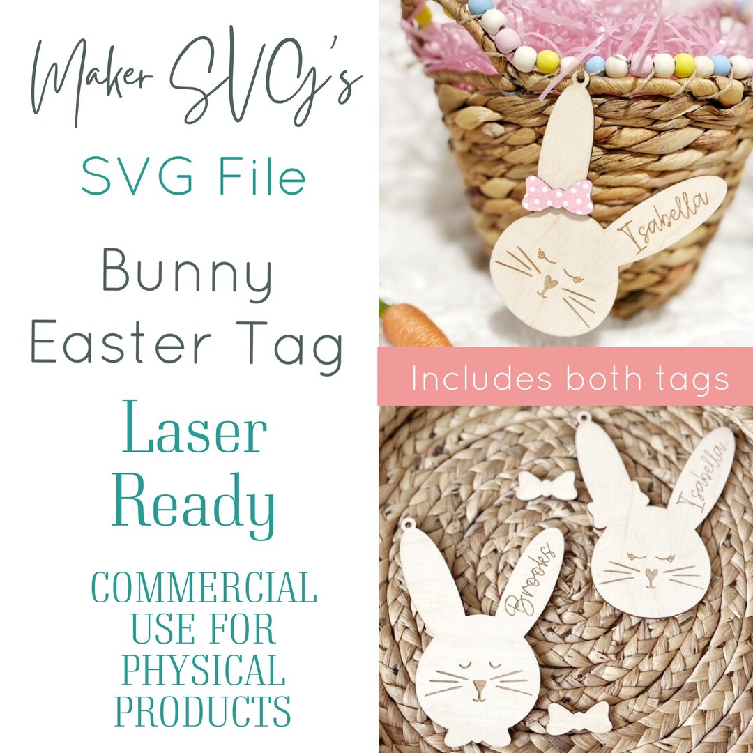 Bunny Easter Tag Laser File | Laser SVG | Easter Tag Svg | Easter ...