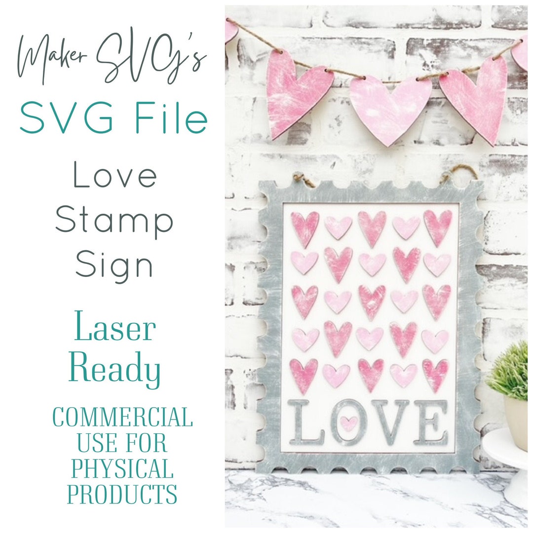 Love Stamp Sign SVG Laser File: Valentine's Day Decor (digital Download ...