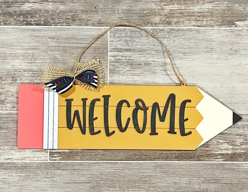 Welcome Pencil Sign Laser SVG File: Back to School Paint Kit (digital ...