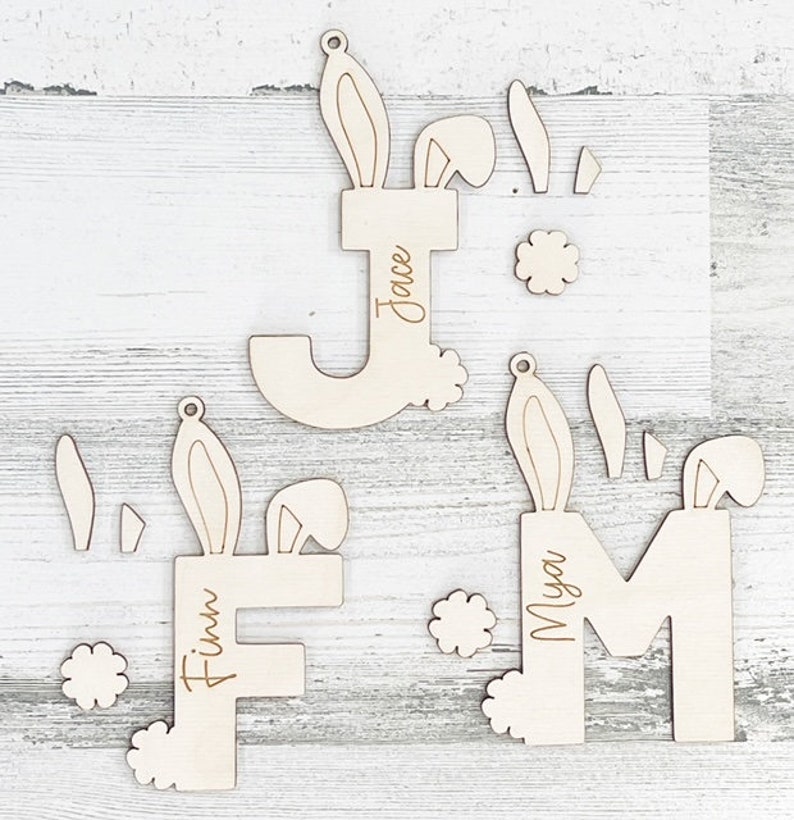 Initial Bunny Easter Tag Laser File (SVG Digital Download) - Etsy