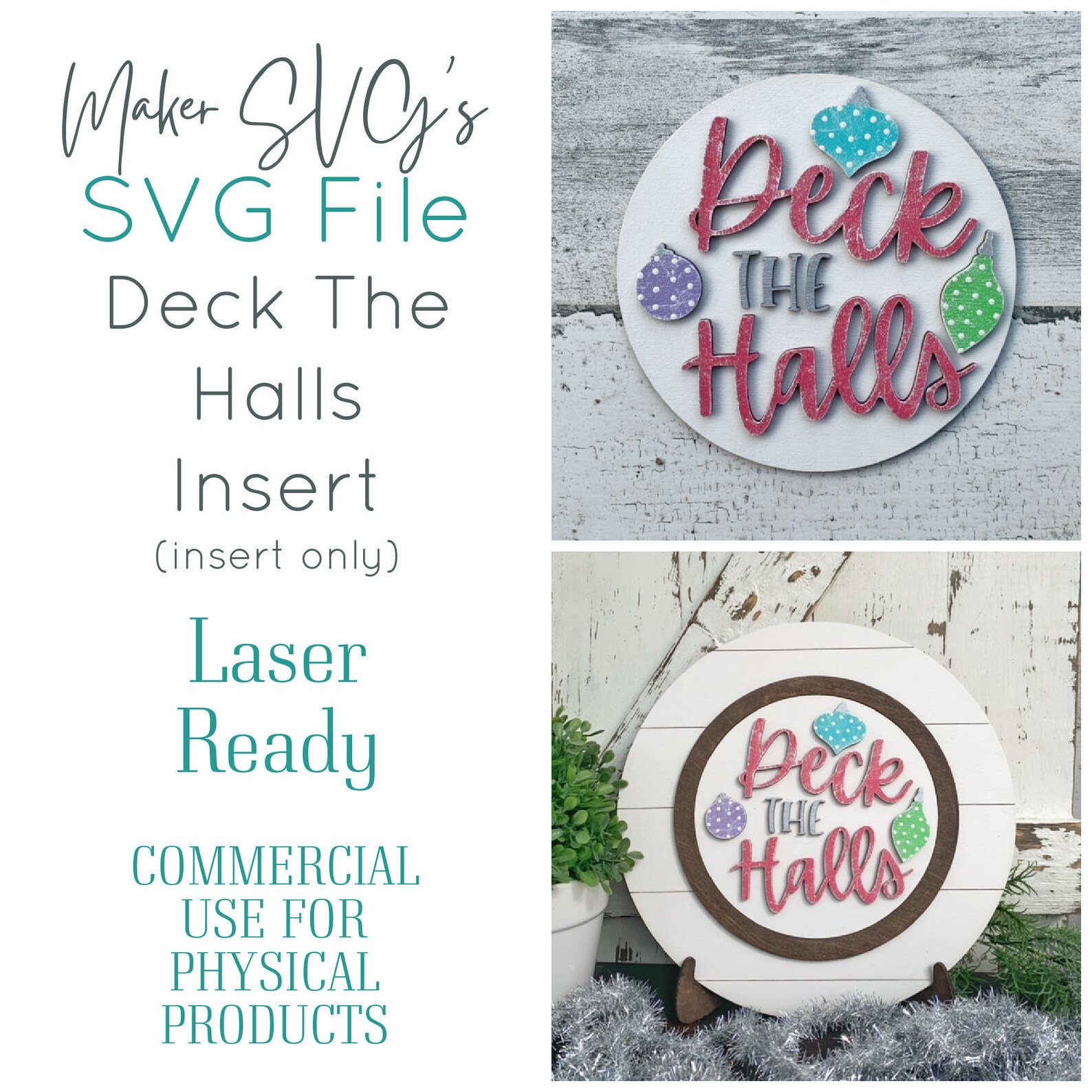 Deck the Halls SVG Shiplap Insert SVG Laser File - Etsy