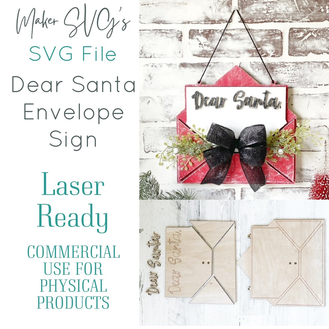 Dear Santa Envelope SVG Laser File | Laser Svg | Paint Kit SVG | Santa ...