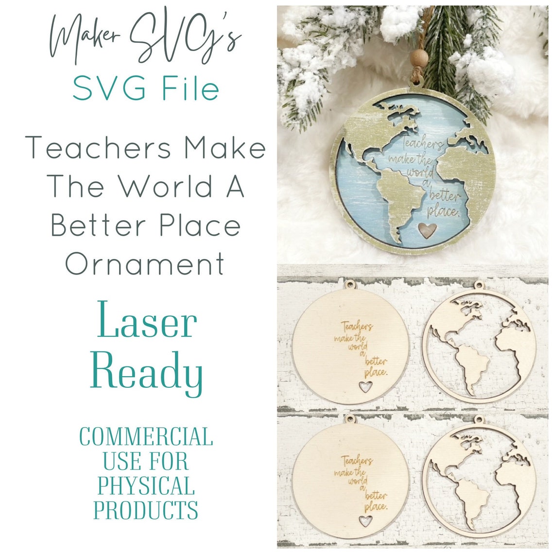 Teachers Make the World A Better Place Ornament SVG Teacher - Etsy