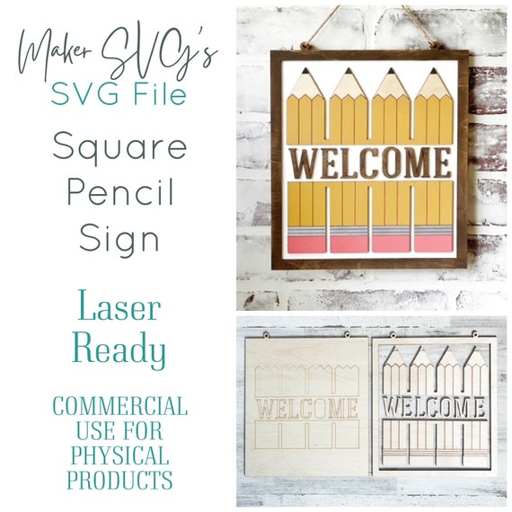 Welcome Pencil SVG Laser File Laser SVG Paint Kit SVG - Etsy